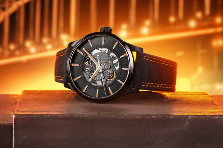 Introducing - Orange-and-Black Mido Multifort Skeleton Vertigo