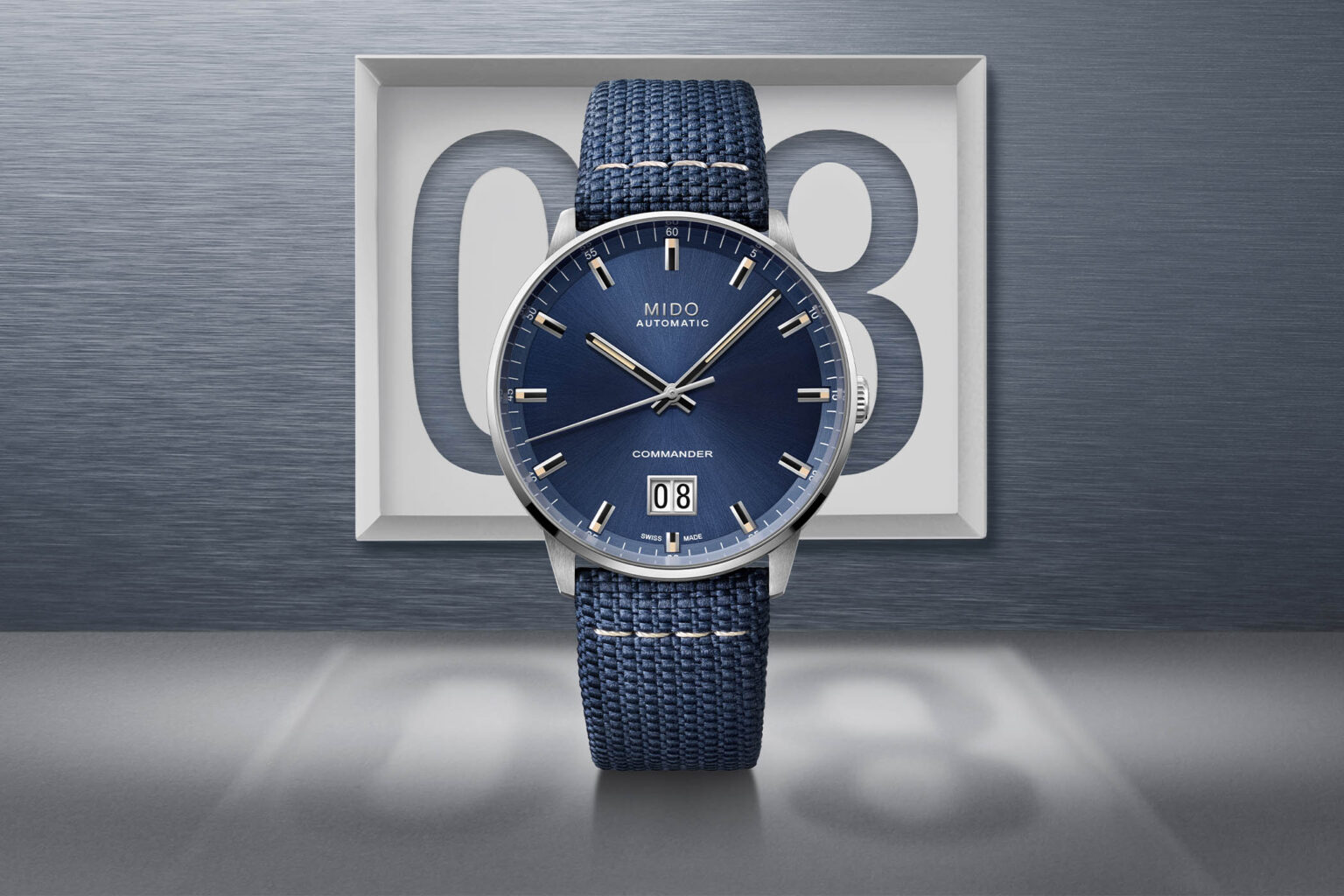 Introducing The New Blue Edition of the Mido Commander Big Date