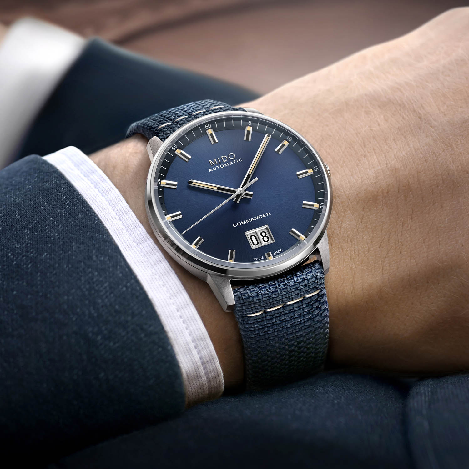 Introducing The New Blue Edition of the Mido Commander Big Date