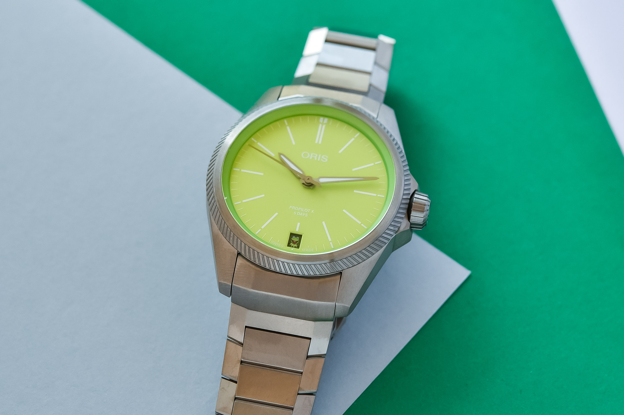 Introducing The (Very) Green Oris Propilot X Kermit Edition (Live Pics)