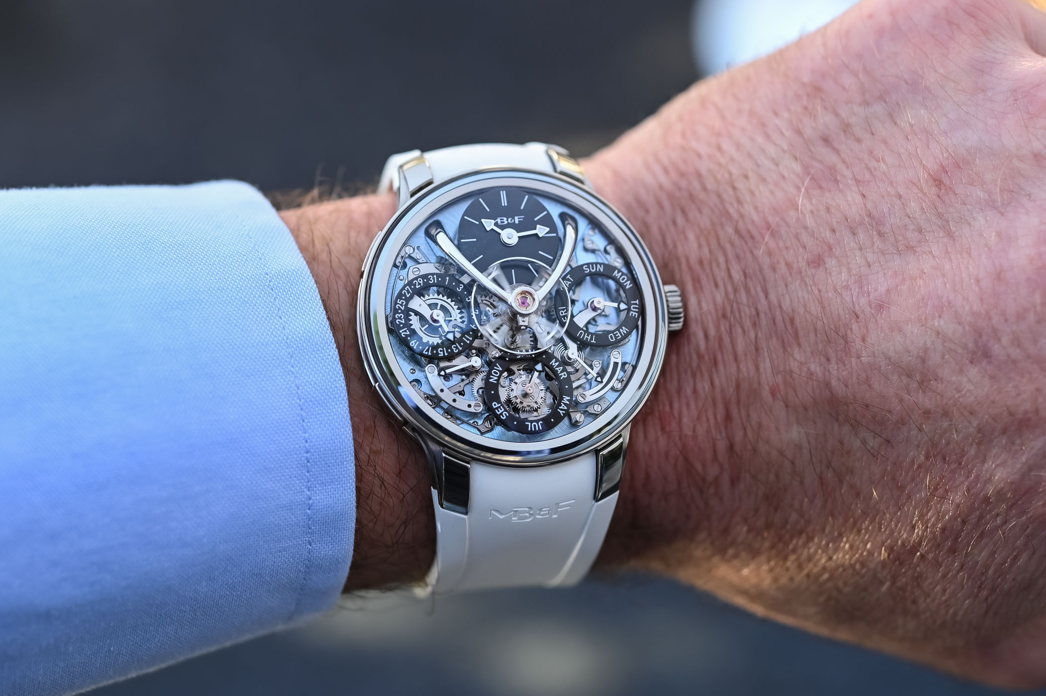 First Look: The MB&F LM Perpetual EVO Titanium With Icy Blue Dial
