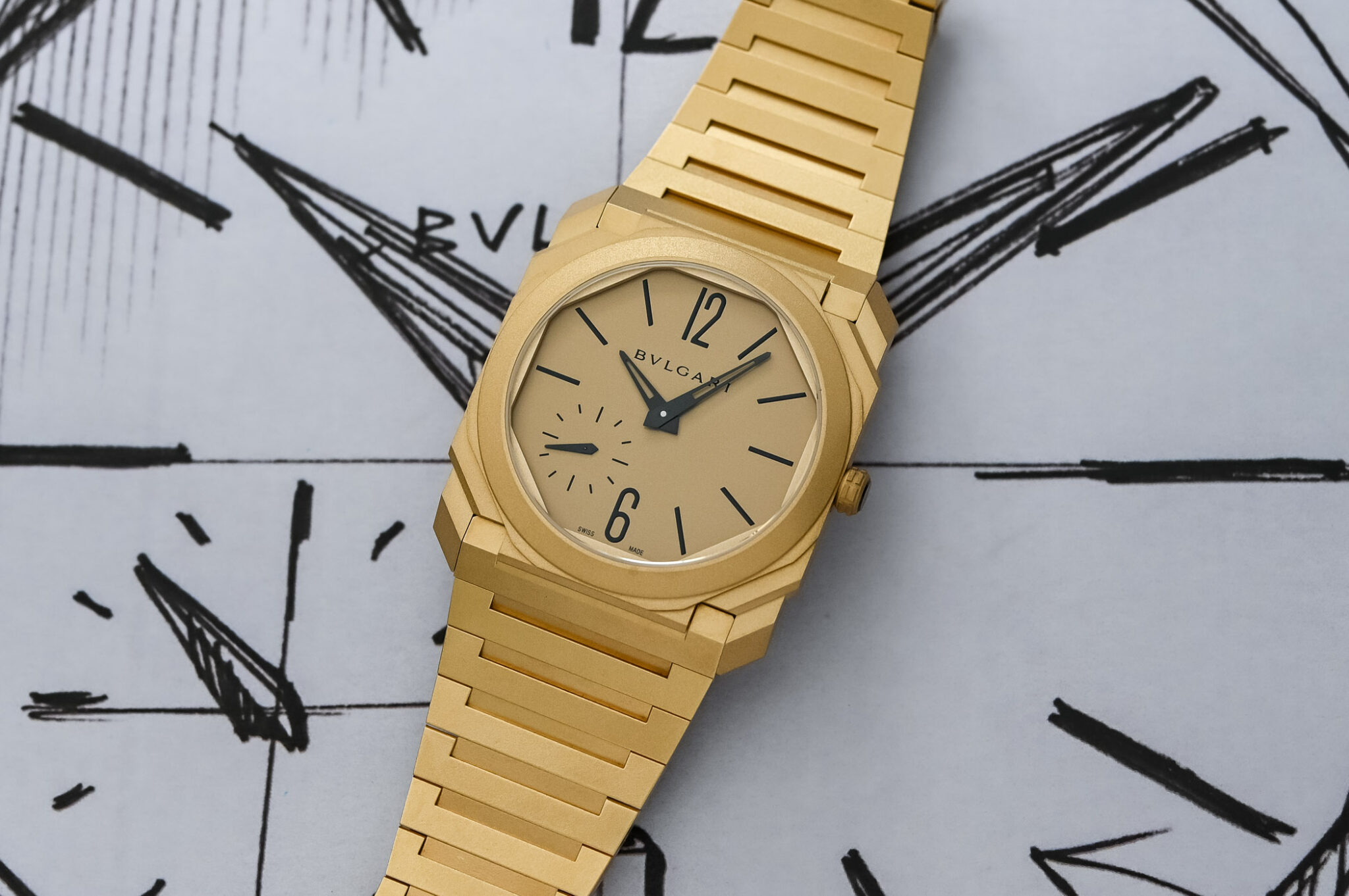 First Look: Bulgari Octo Finissimo Automatic in Sandblasted Yellow Gold