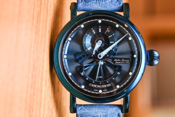 Chronoswiss Flying Grand Regulator Open Gear ReSec Electric Blue - Monochrome Watches