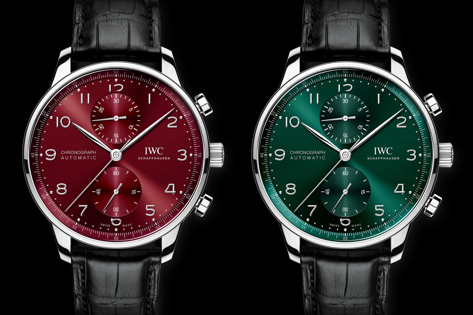 IWC Portugieser Chronograph IW3716 Green and Burgundy Dials (Price)
