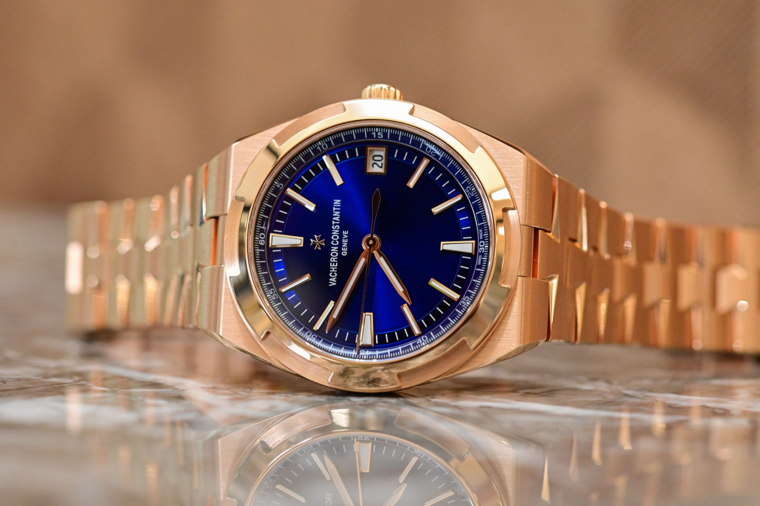 Vacheron Constantin Overseas Self-Winding Pink Gold Bracelet & Blue Dial