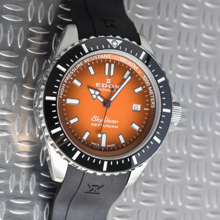 Hands-On - New Edox SkyDiver Neptunian Orange Dial (Specs & Price)