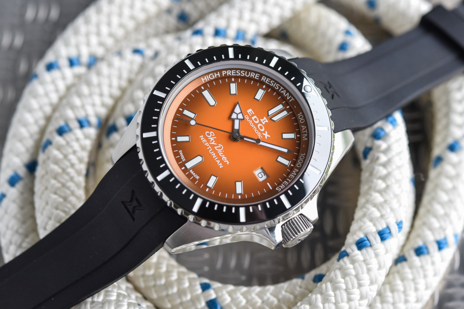 Hands-On - New Edox SkyDiver Neptunian Orange Dial (Specs & Price)