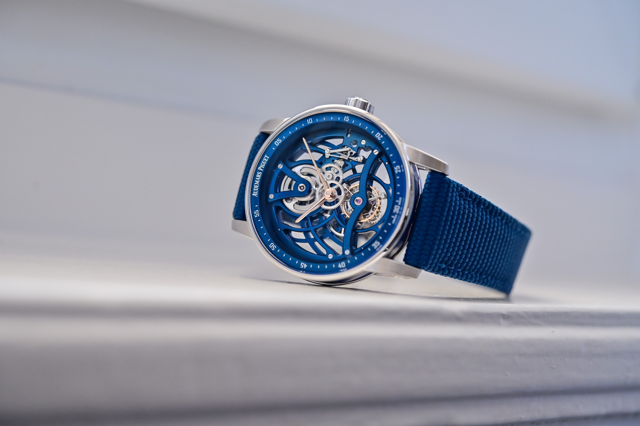 Hands-On Code 11.59 by AP Tourbillon Openworked Electric Blue 26600NB
