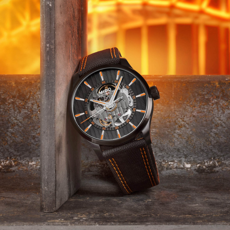 Introducing - Orange-and-Black Mido Multifort Skeleton Vertigo