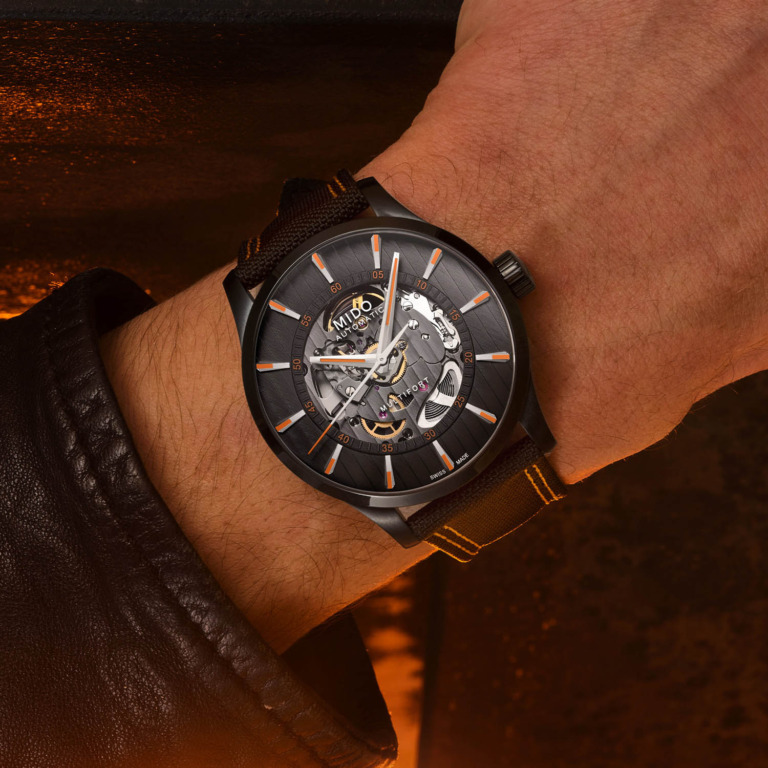 Introducing - Orange-and-Black Mido Multifort Skeleton Vertigo