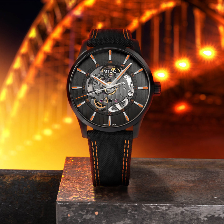 Introducing - Orange-and-Black Mido Multifort Skeleton Vertigo