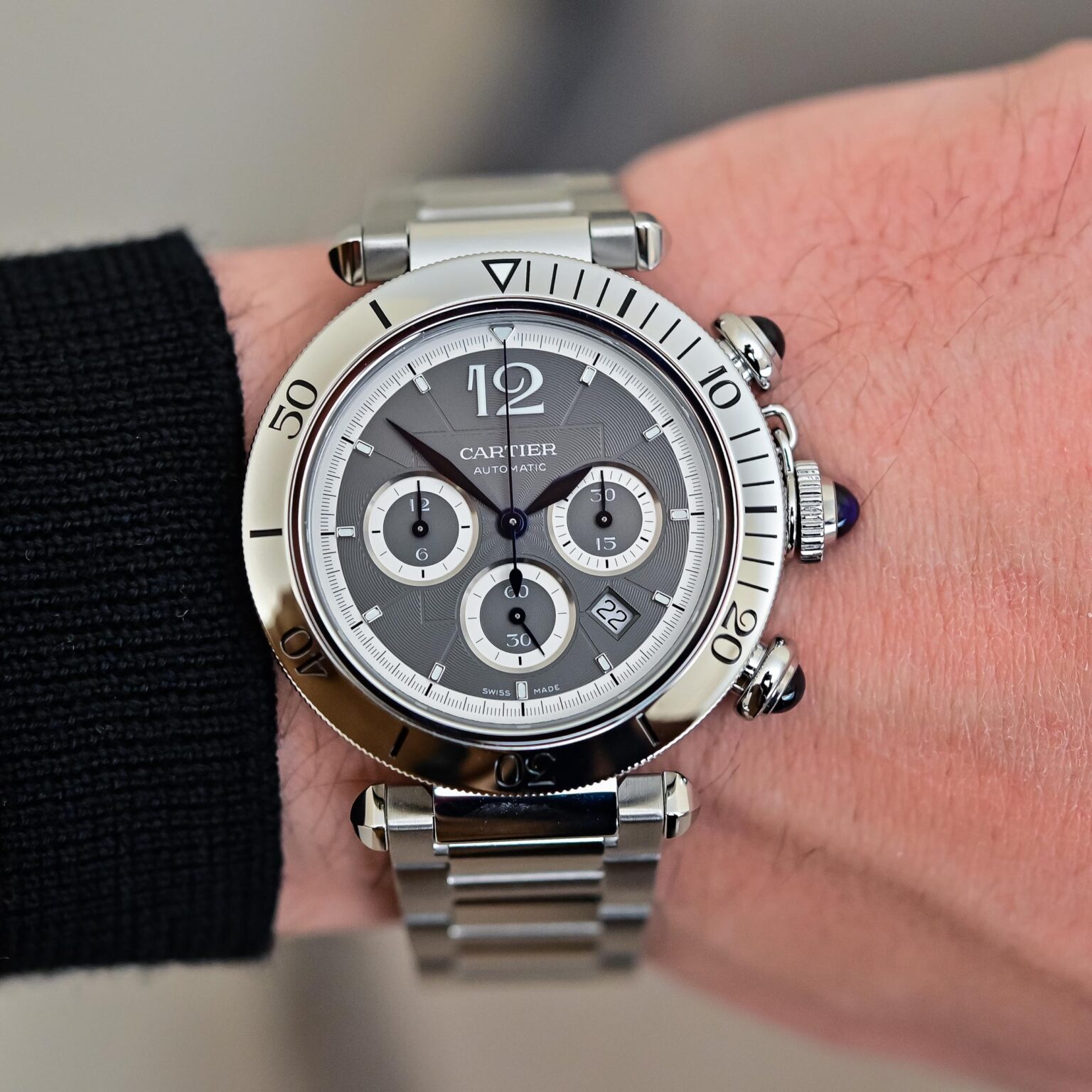 Hands-On - The New Pasha de Cartier Chronograph With Grey Dial