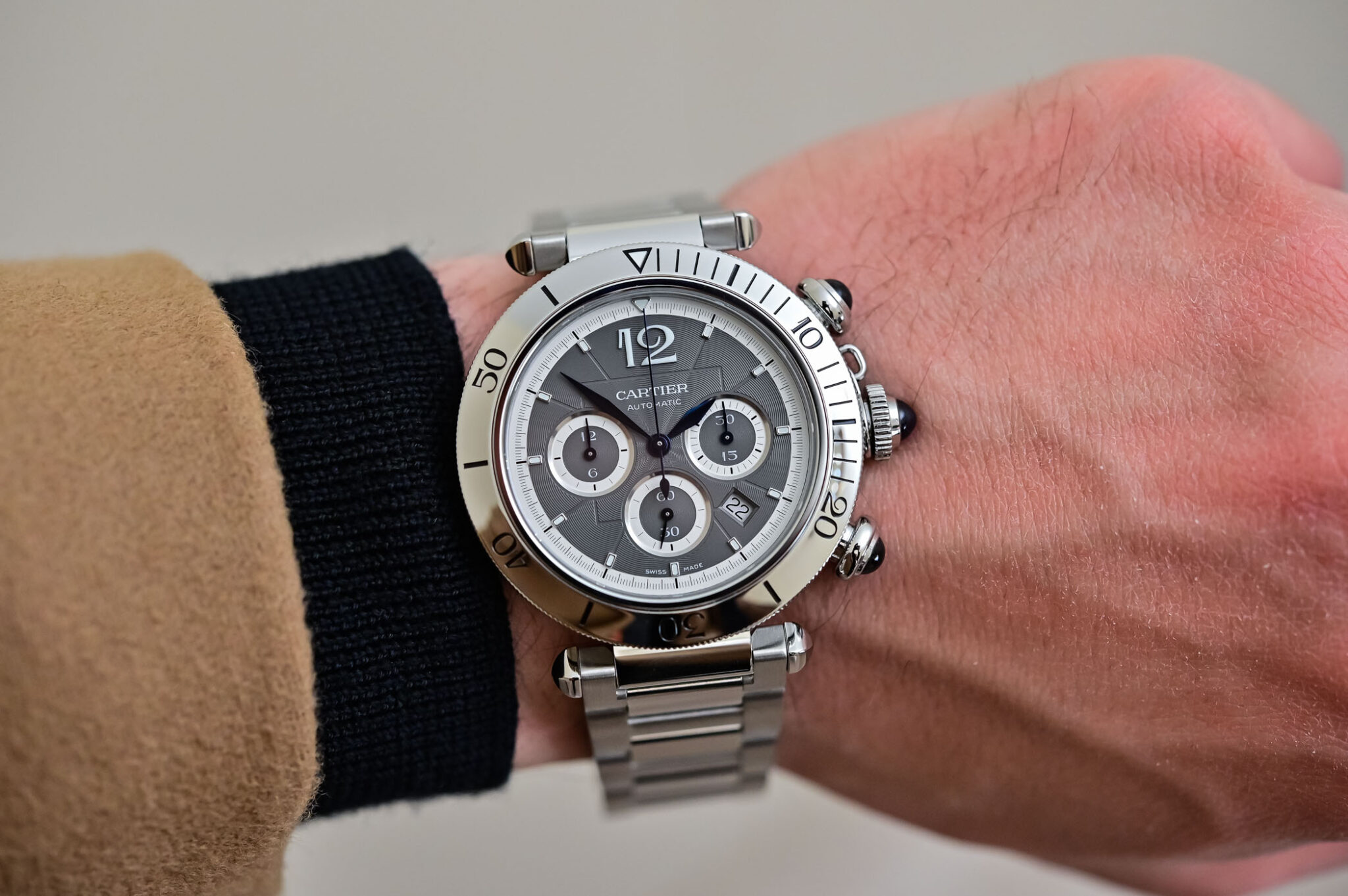 Hands-On - The New Pasha de Cartier Chronograph With Grey Dial