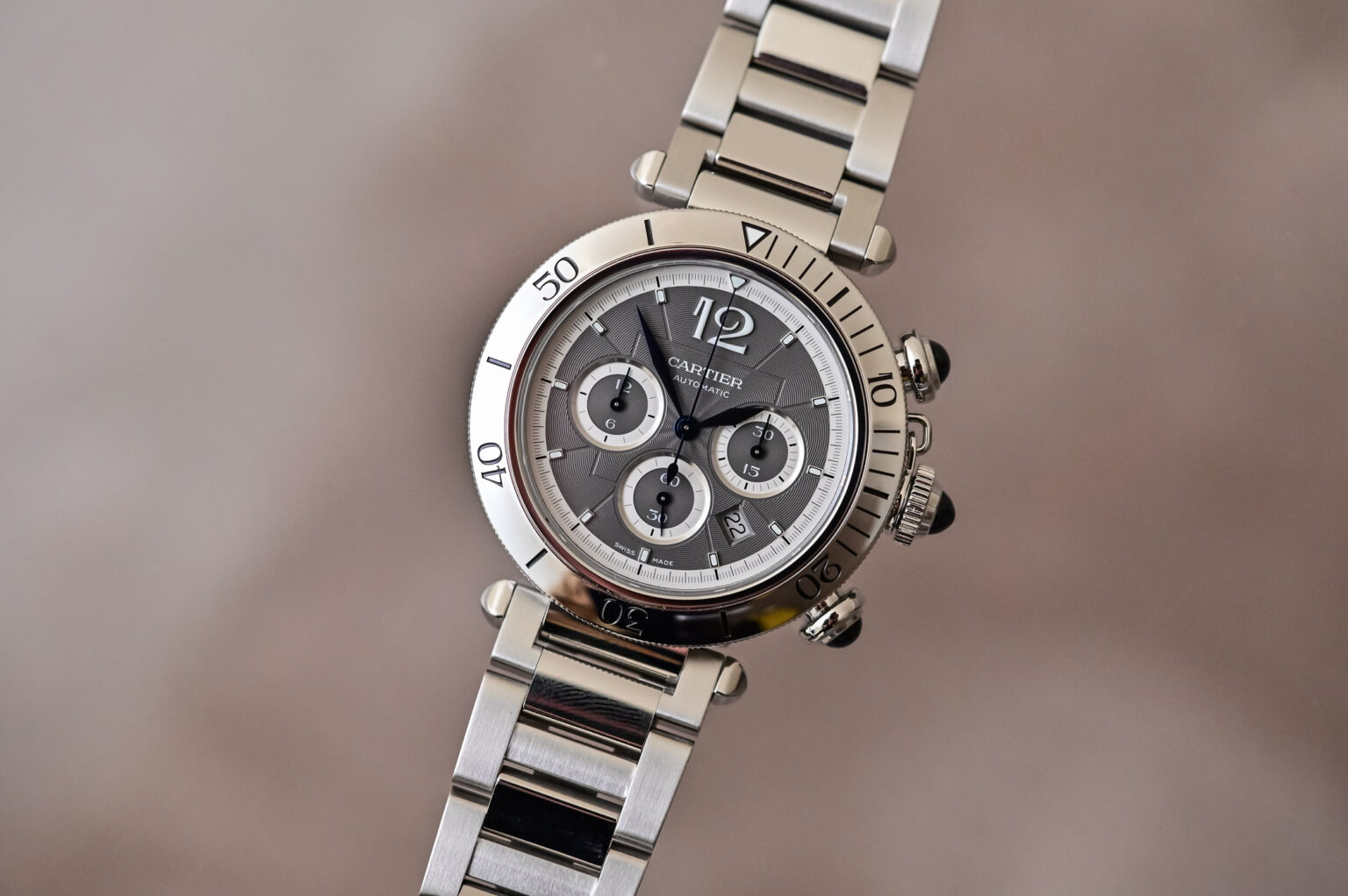 Hands-On - The New Pasha de Cartier Chronograph With Grey Dial