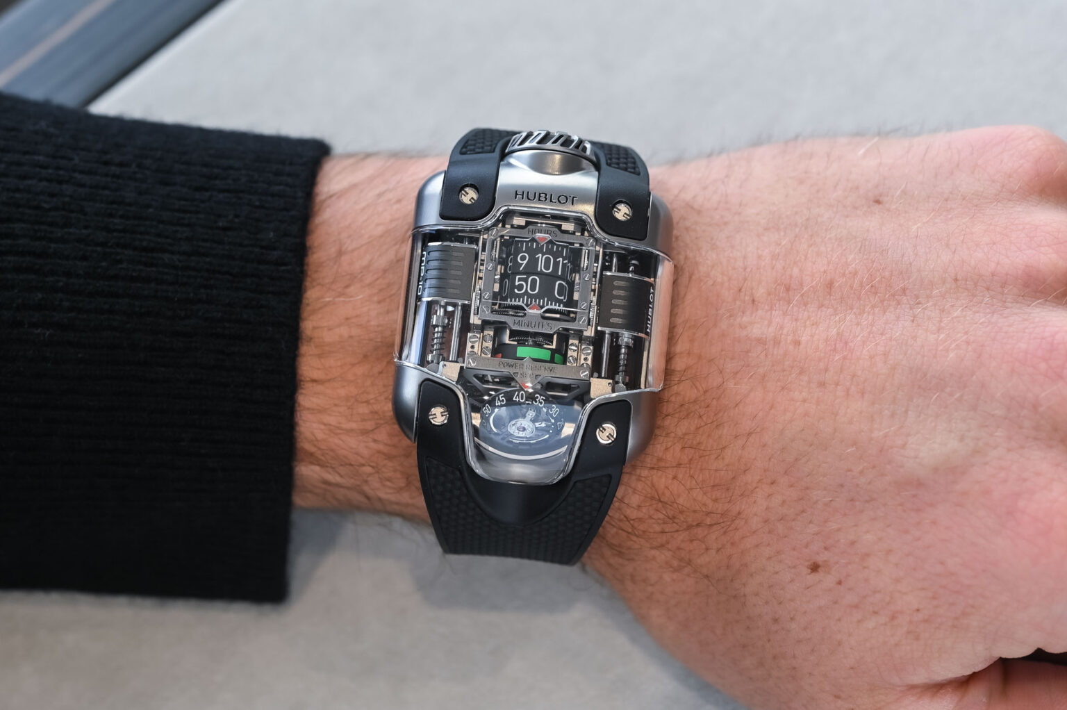 First Look: The Hublot MP-10 Tourbillon Weight Energy System Titanium