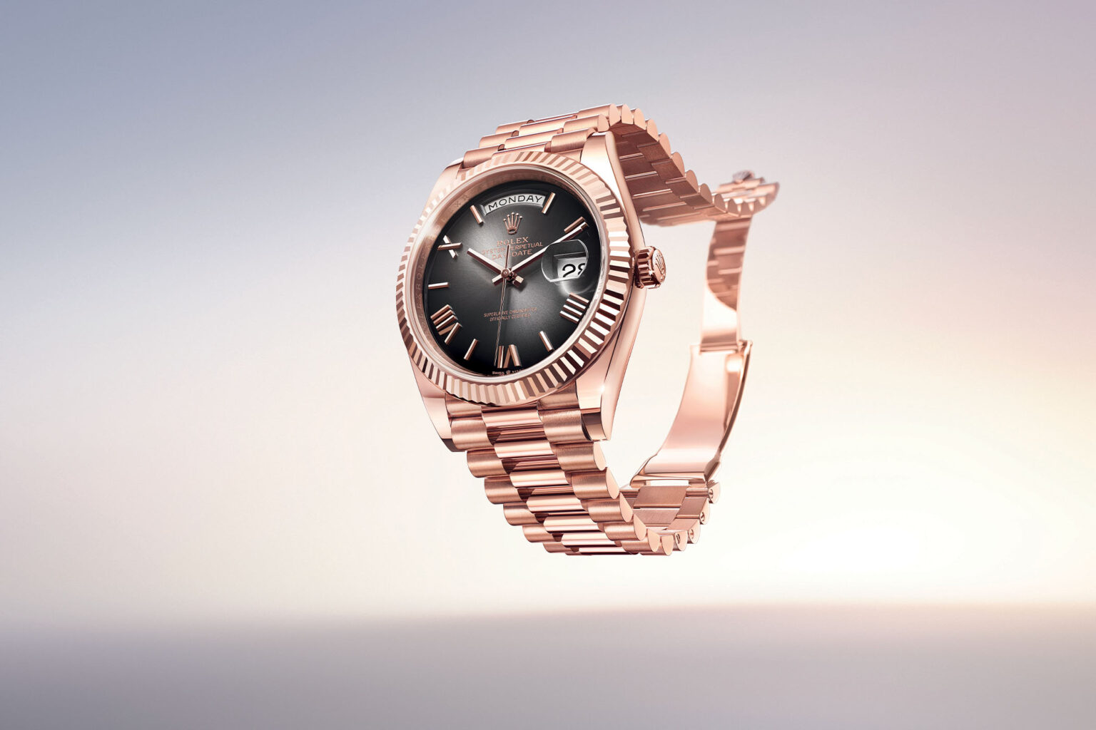 The New Rolex Day-Date 40 in Everose Gold with a Slate Ombré Dial ...