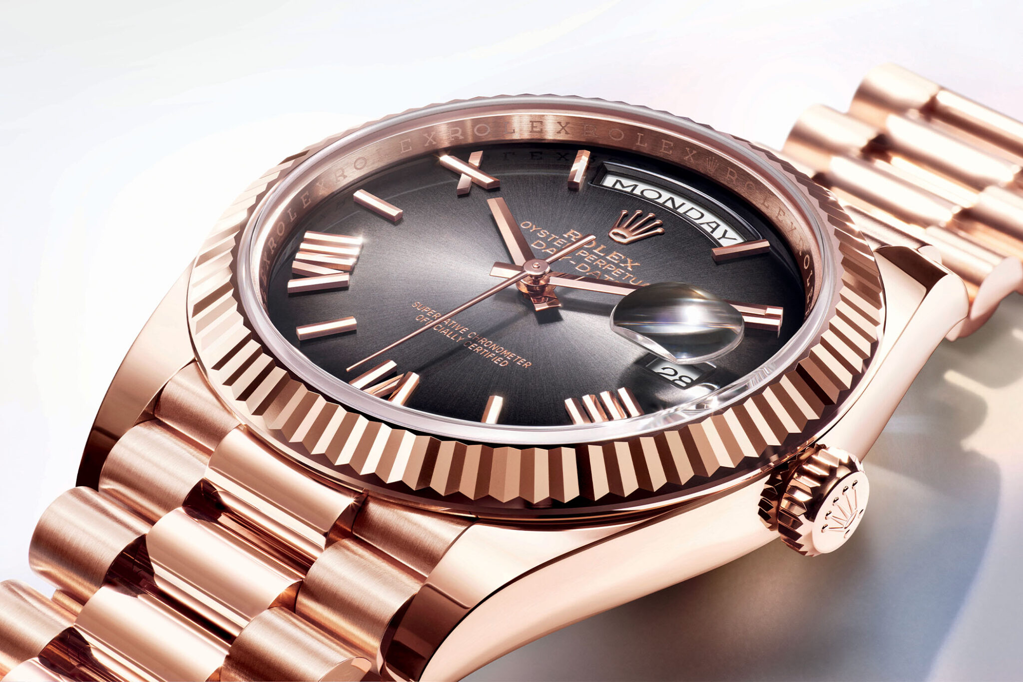 The New Rolex Day-Date 40 in Everose Gold with a Slate Ombré Dial ...
