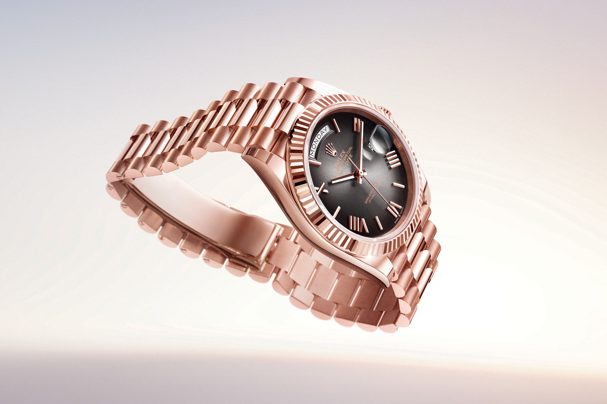 The New Rolex Day-Date 40 in Everose Gold with a Slate Ombré Dial ...