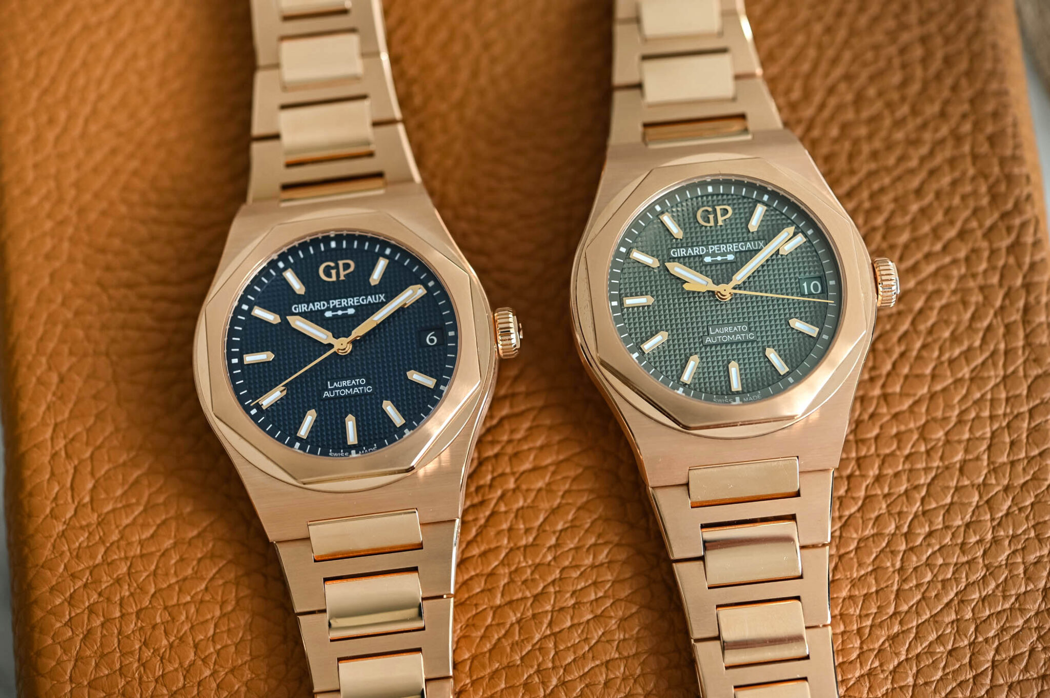 First Look: The Girard-Perregaux Laureato 42mm Pink Gold Sage Green and ...