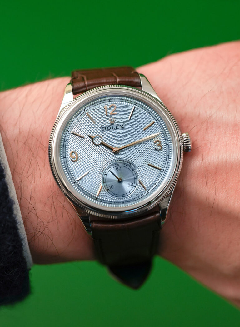 Hands-On: The Platinum Rolex Perpetual 1908 With Guilloche Dial