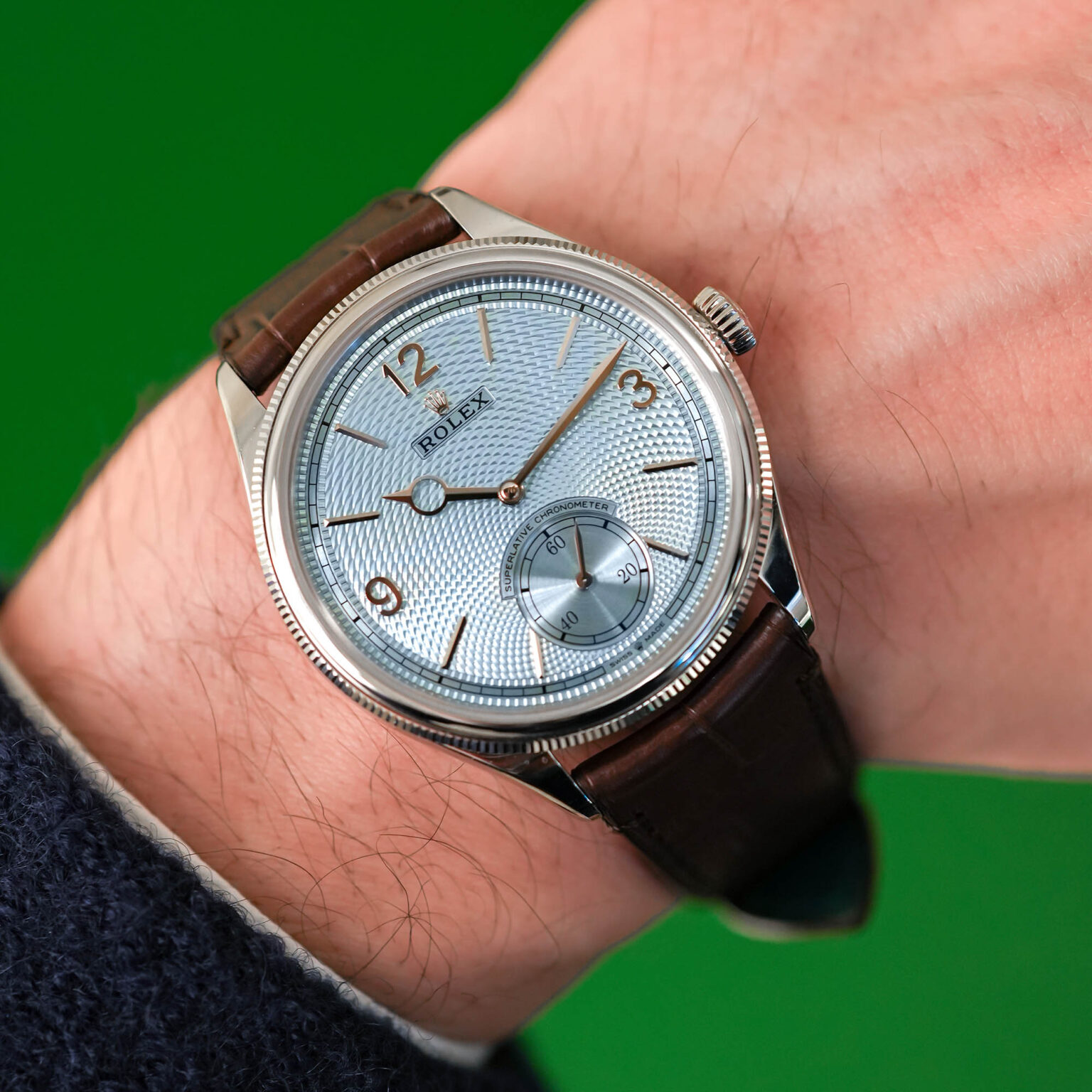 Hands-On: The Platinum Rolex Perpetual 1908 With Guilloche Dial