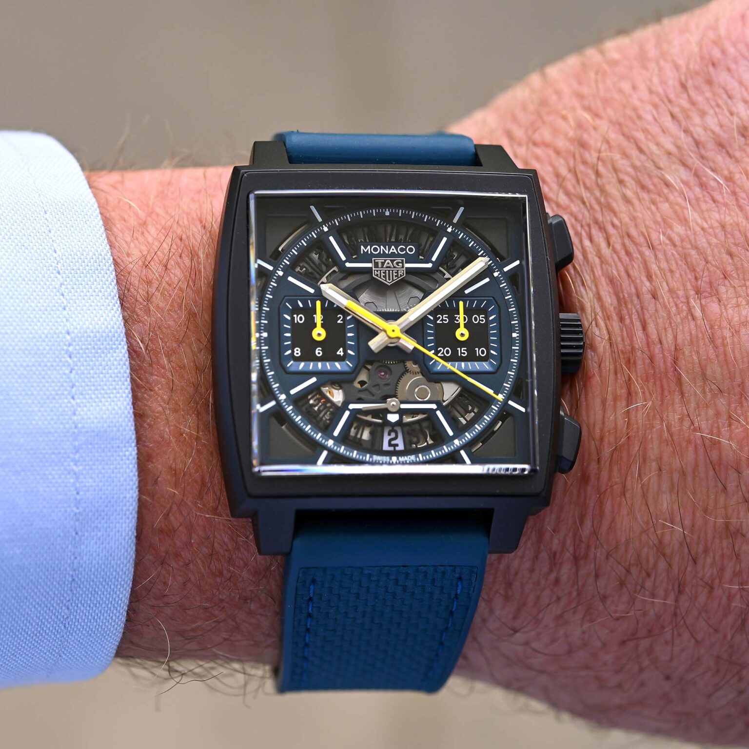 Hands-on: The TAG Heuer Monaco Skeleton Blue
