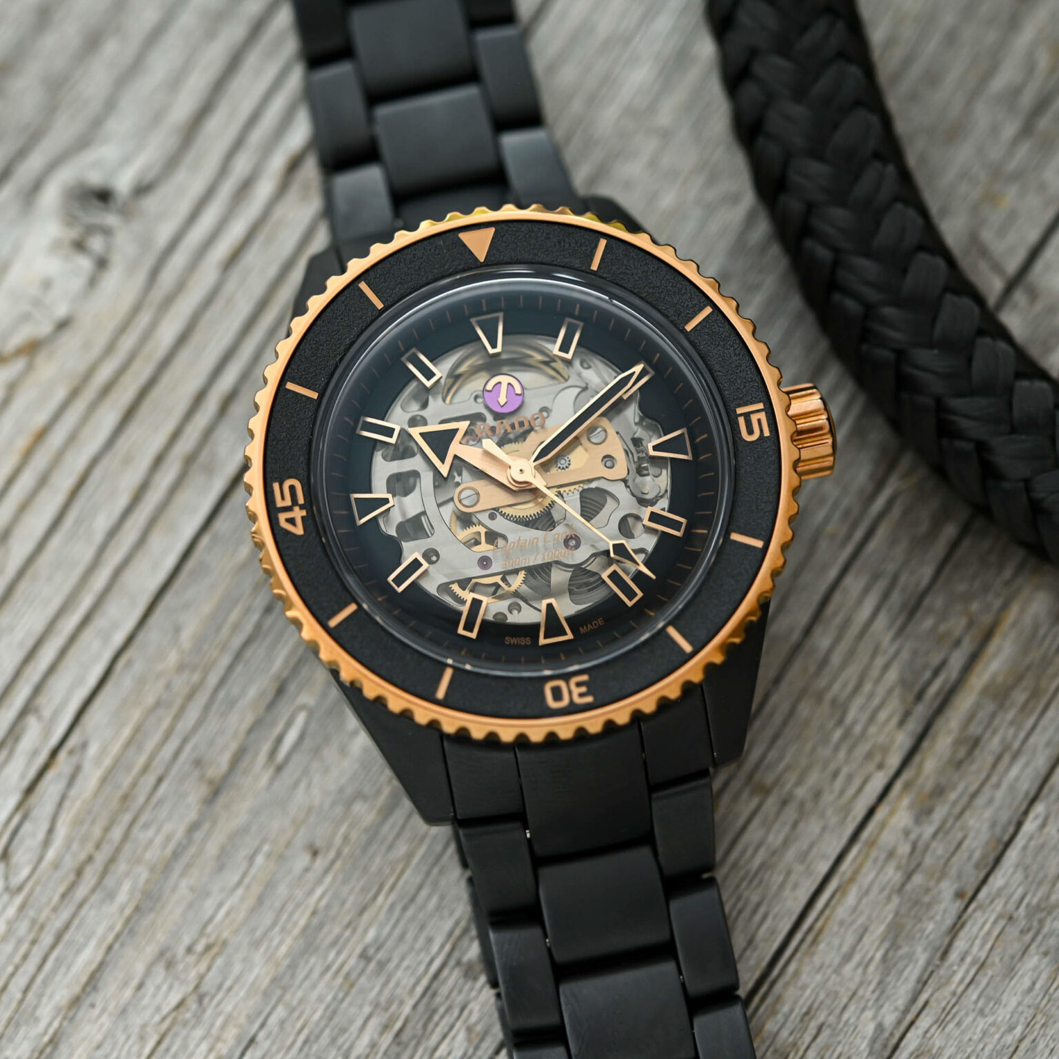 First Look: The New Black-Gold Rado Captain Cook High-Tech Ceramic Skeleton