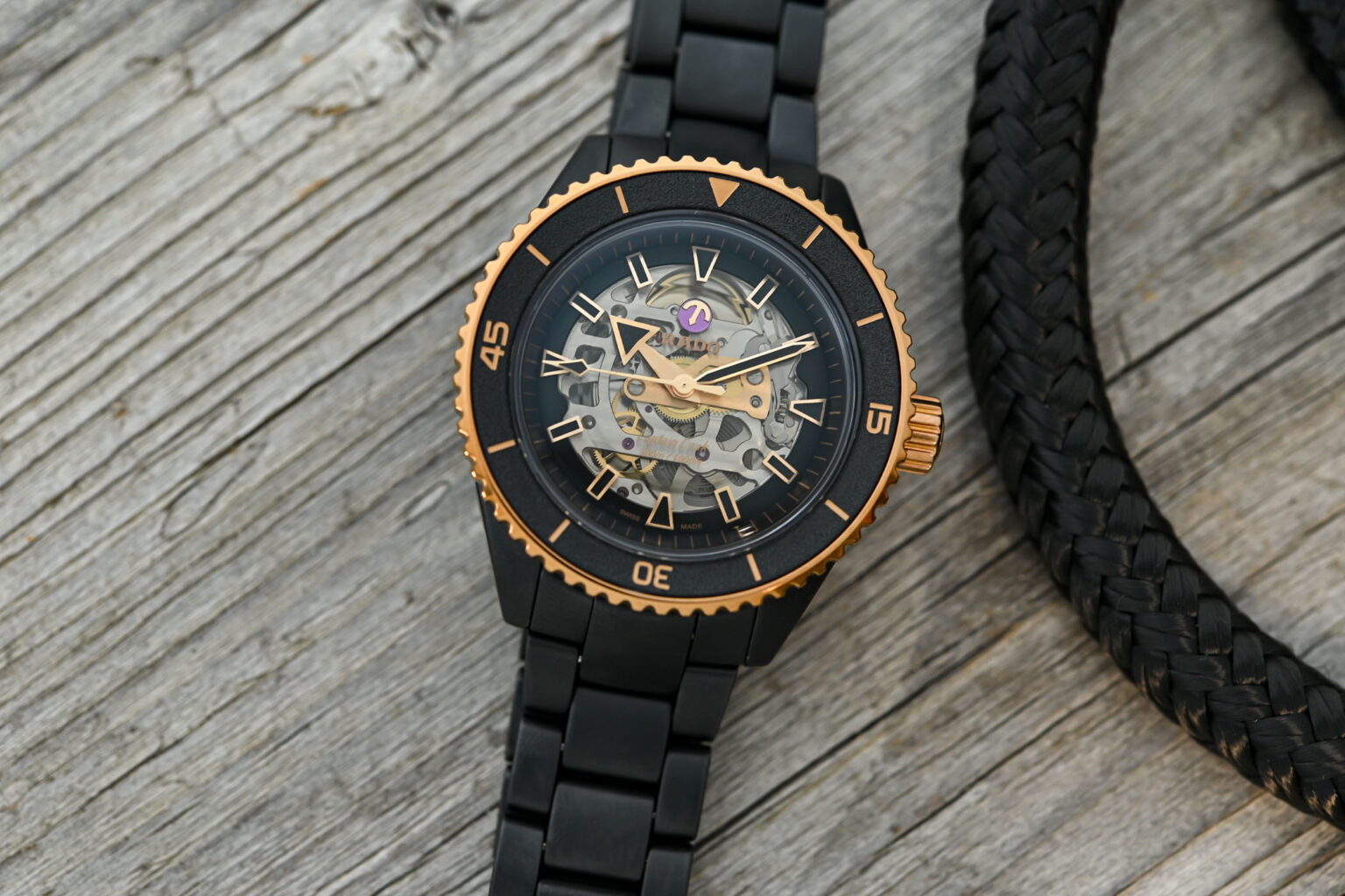 First Look: The New Black-Gold Rado Captain Cook High-Tech Ceramic Skeleton