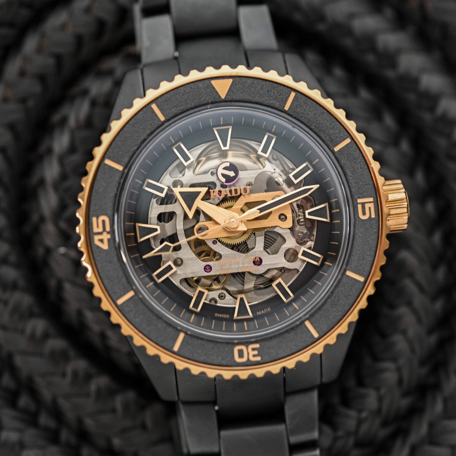 First Look: The New Black-Gold Rado Captain Cook High-Tech Ceramic Skeleton
