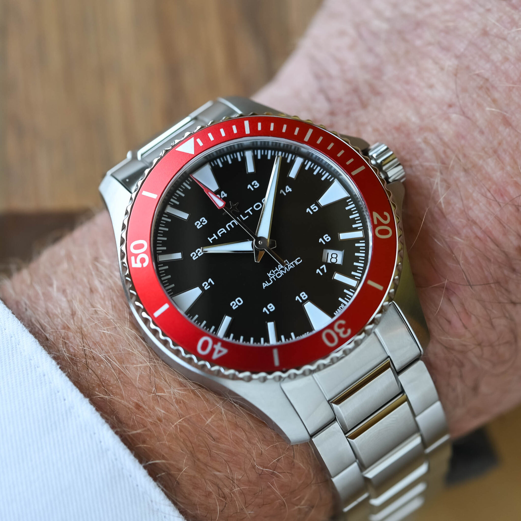 First Look: The Red Bezel Hamilton Khaki Navy Scuba 40mm
