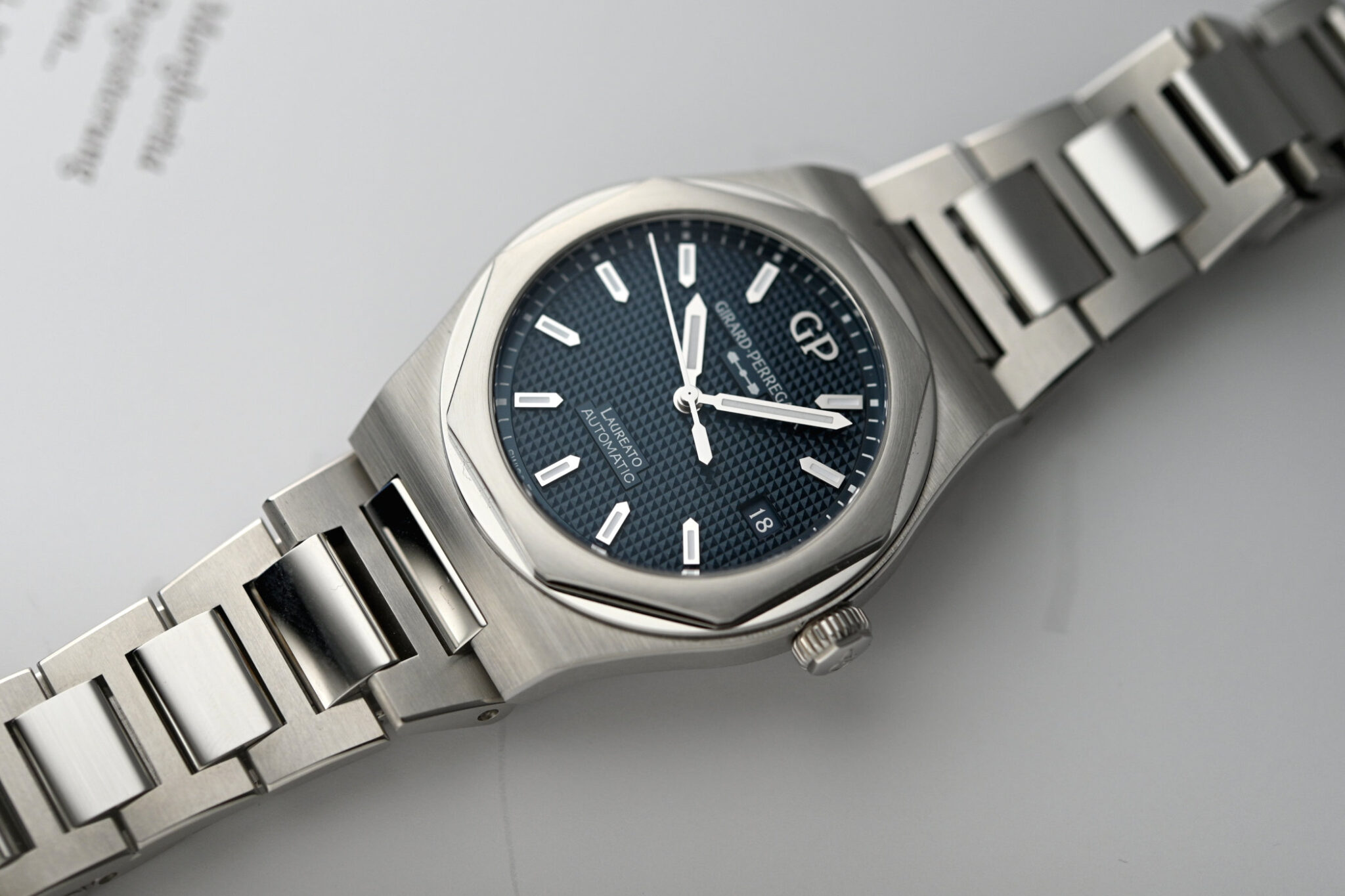 First Look: TheGirard-Perregaux Laureaot 38mm In Sage Green & Midnight Blue