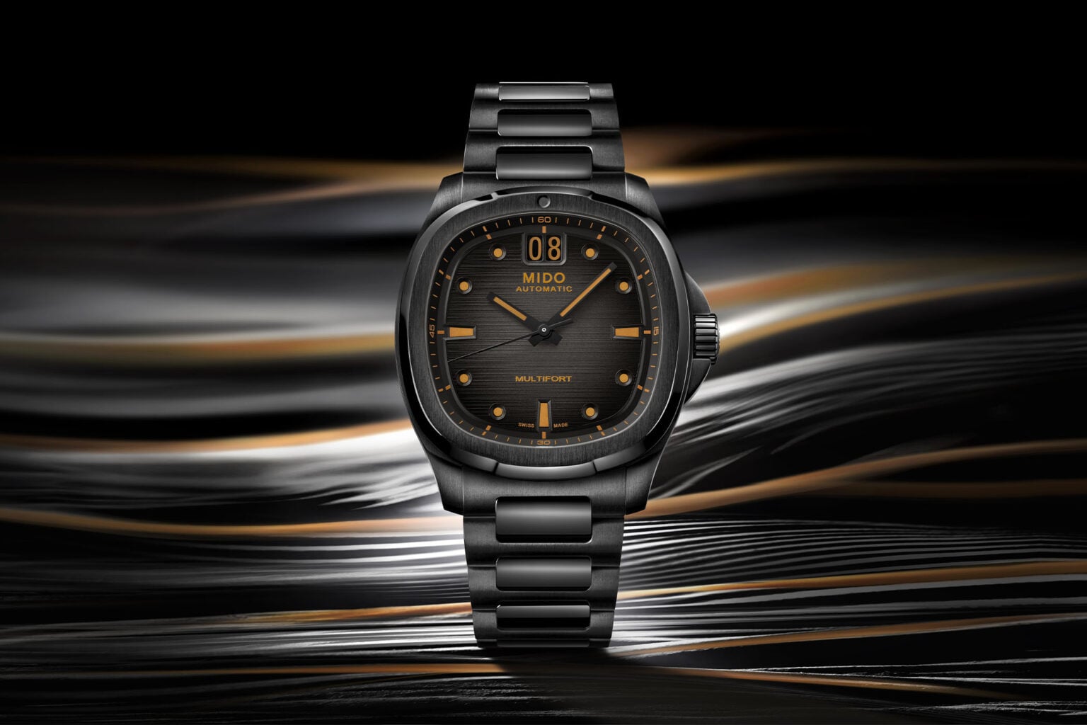 Introducing: The Mido Multifort TV Big Date Orange & Black PVD