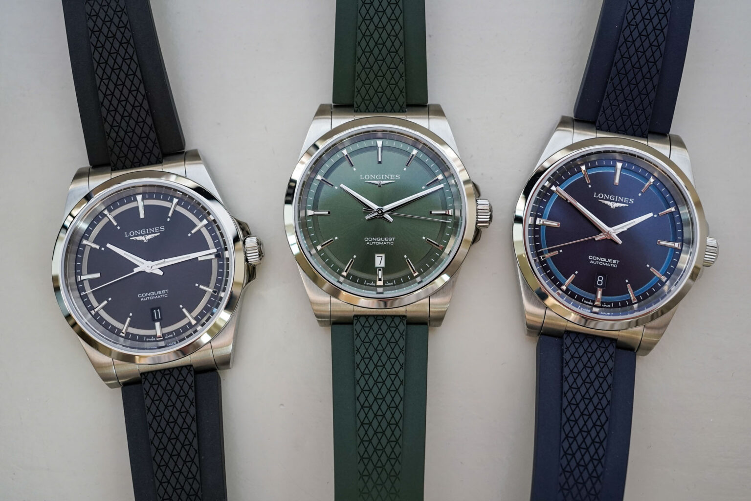 First Look: Longines Enlarges the Conquest 38mm and 41mm Range with Colours and Rubber Straps