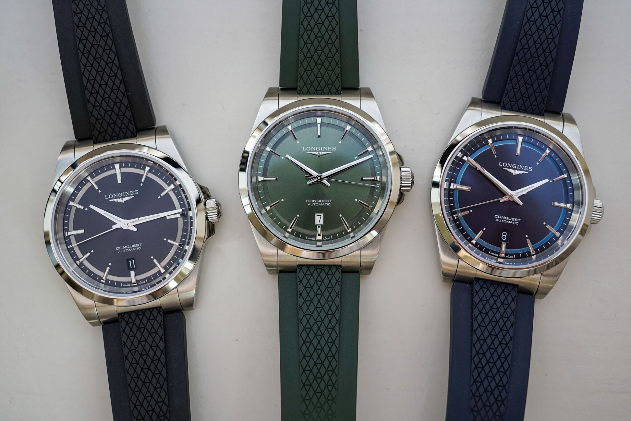First Look: Longines Enlarges the Conquest 38mm and 41mm Range with Colours and Rubber Straps