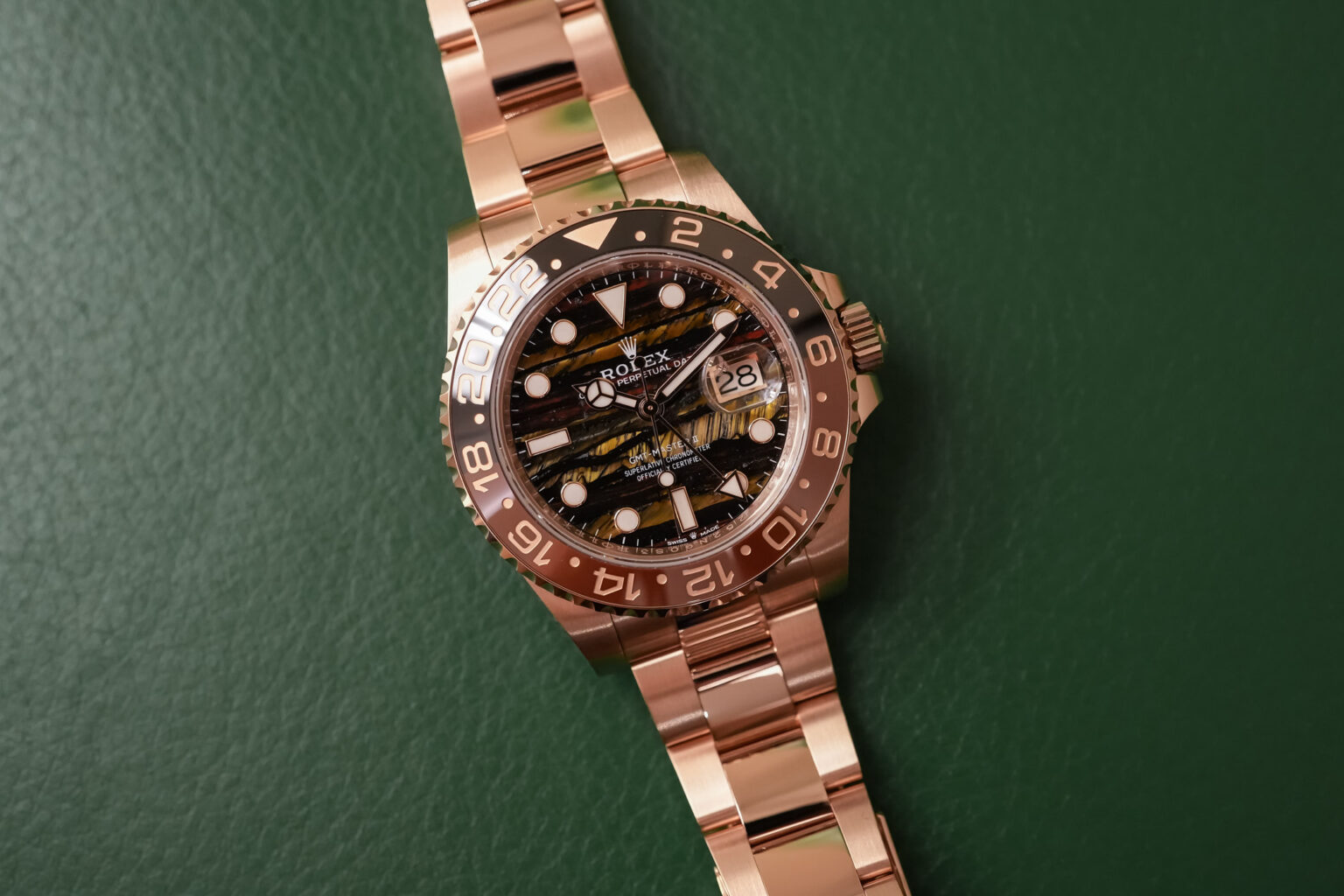 Hands-On: The Exotic Rolex GMT-Master II Everose Gold with Tiger Iron Dial