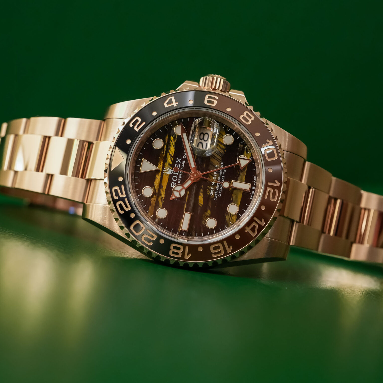 Hands-On: The Exotic Rolex GMT-Master II Everose Gold with Tiger Iron Dial