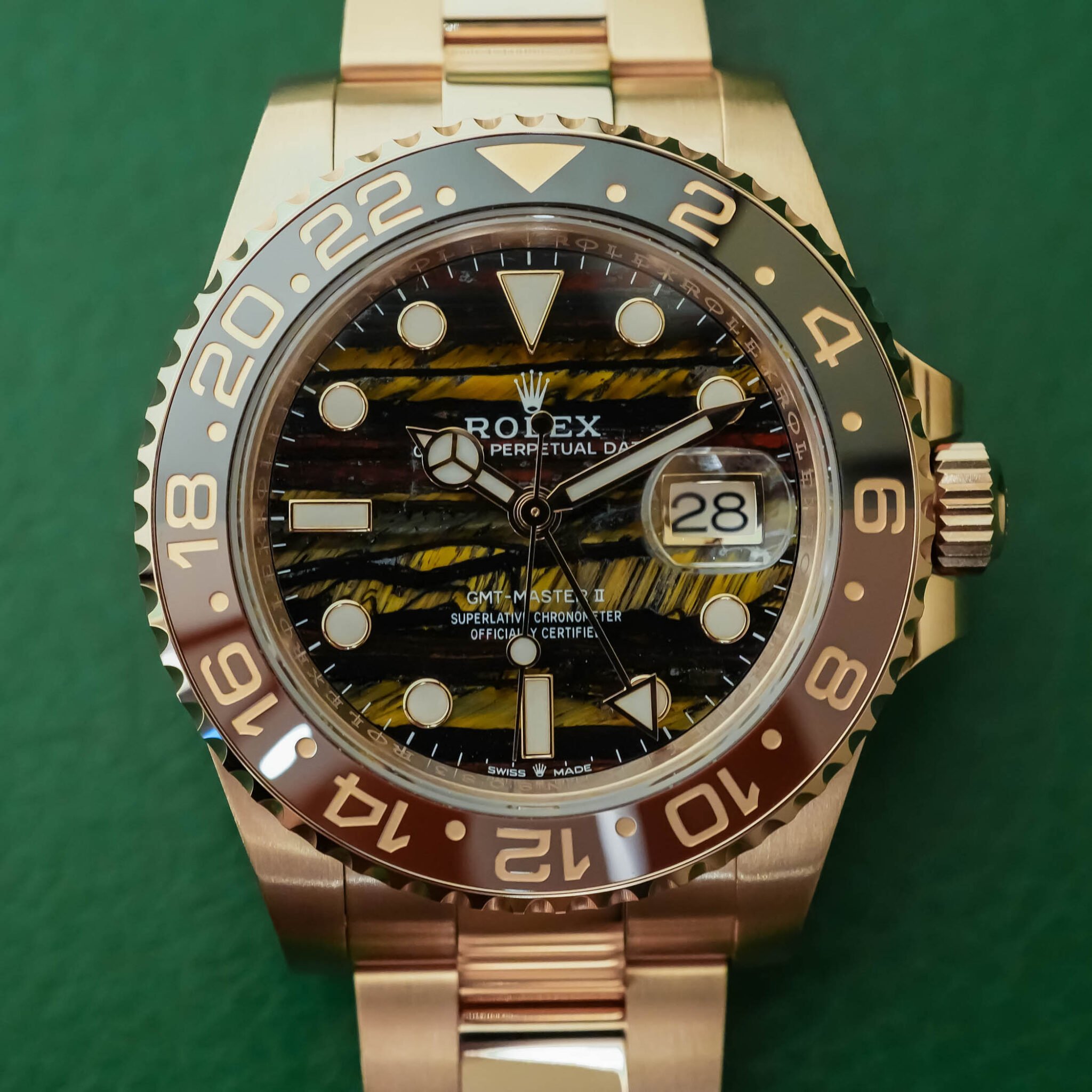 Hands-On: The Exotic Rolex GMT-Master II Everose Gold with Tiger Iron Dial
