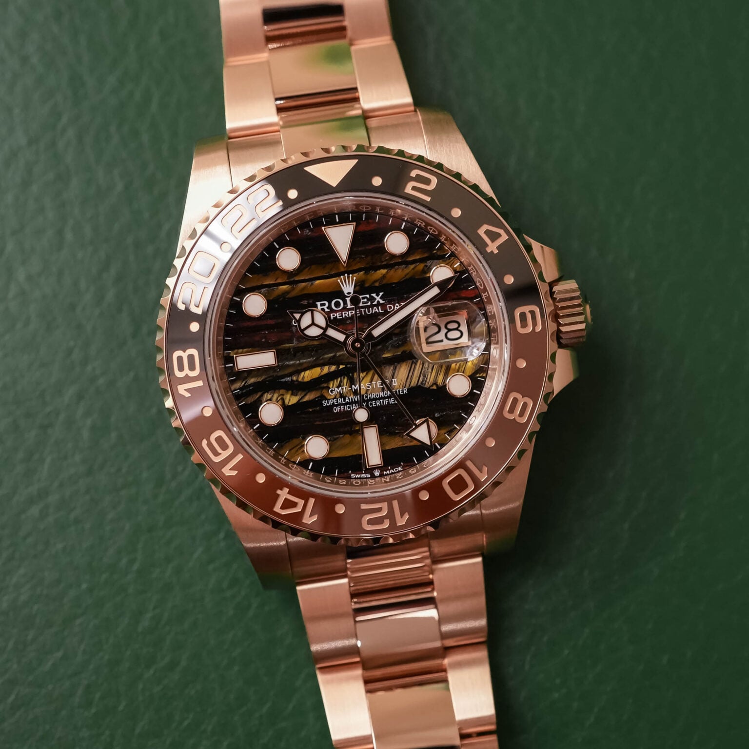 Hands-On: The Exotic Rolex GMT-Master II Everose Gold with Tiger Iron Dial