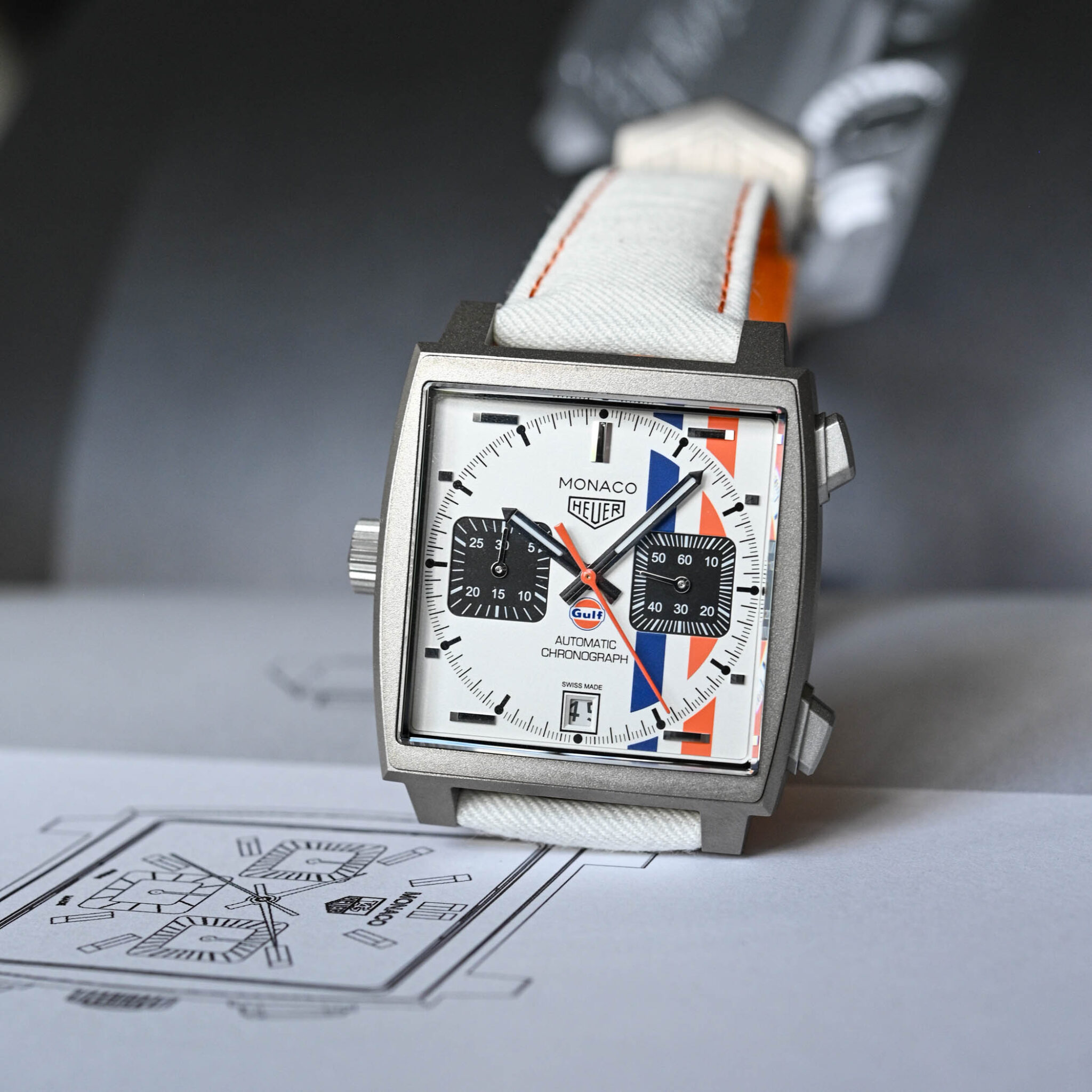 First Look: The new TAG Heuer Monaco Chronograph x Gulf White Dial