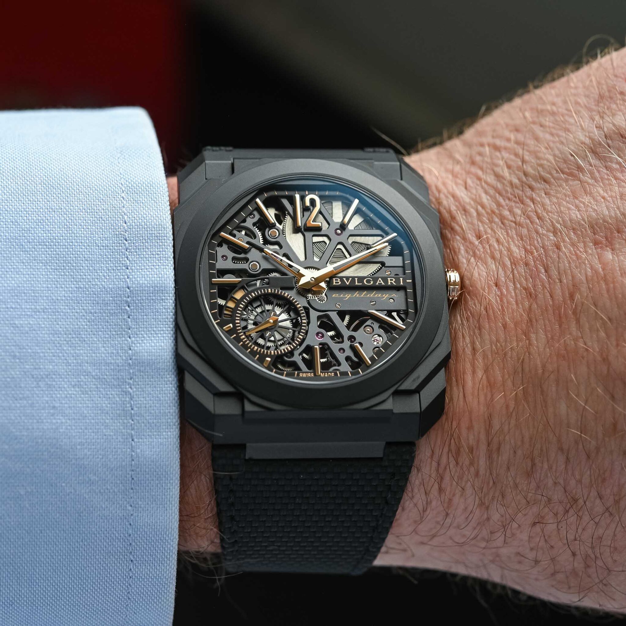 First Look: The Bulgari Octo Finissimo Skeleton 8 Days in Black DLC Titanium